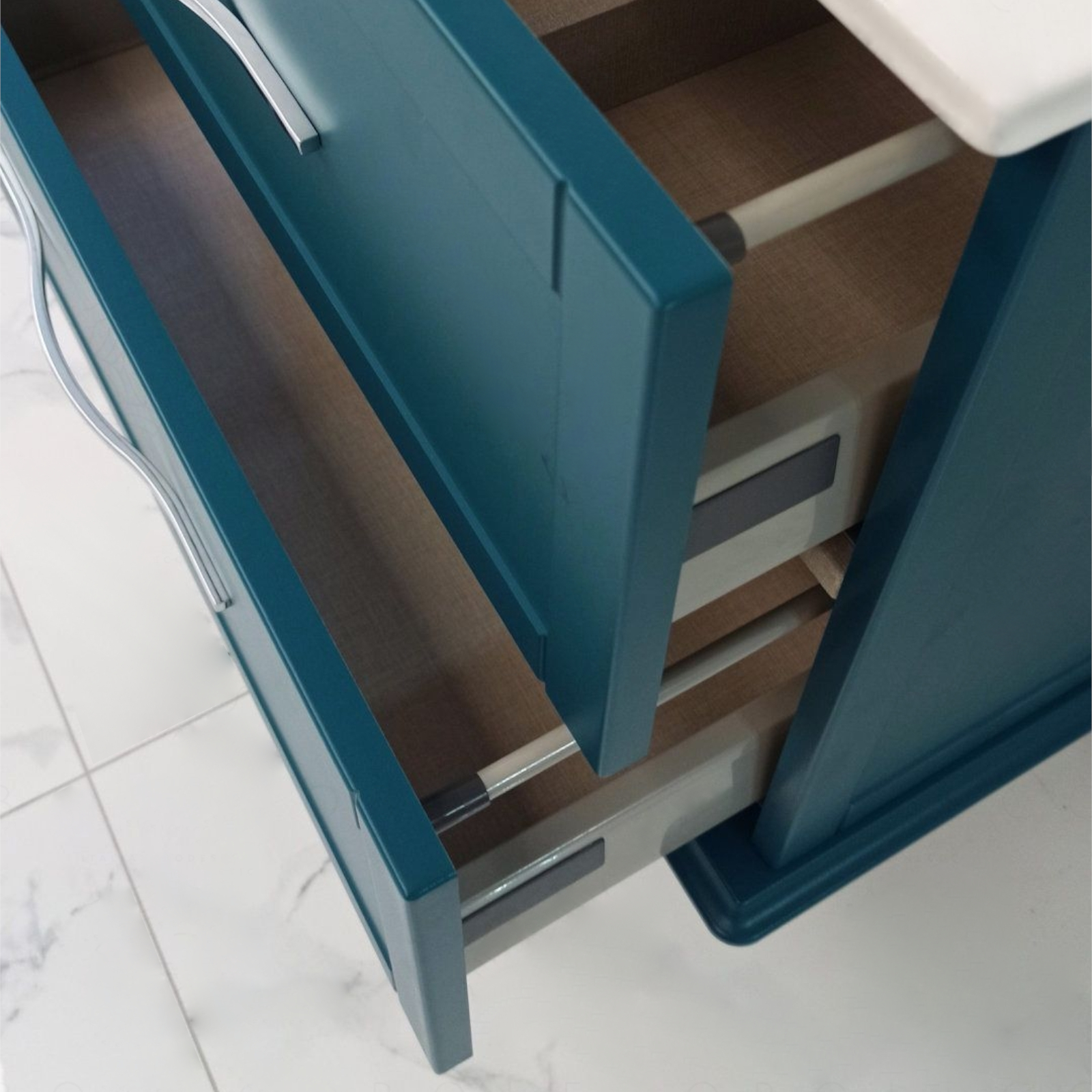 Mobile bagno sospeso cleo 100 cm doppio cassetto blu petrolio con ...